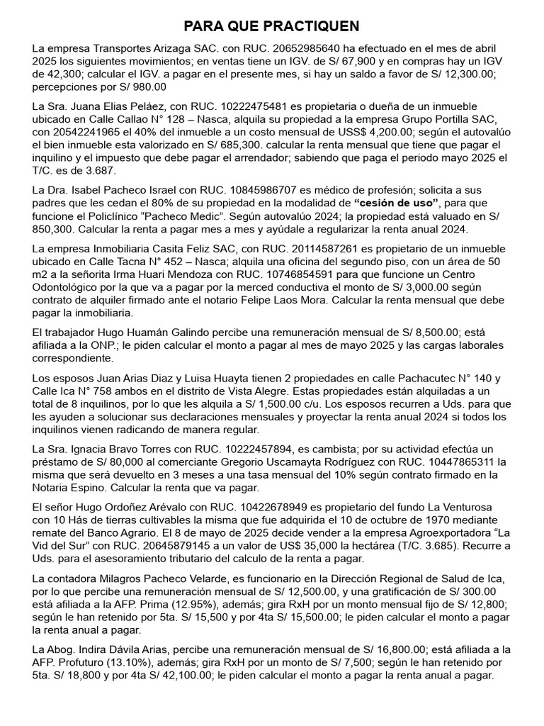 Practic As | PDF | Compartir (Finanzas) | Bienes raíces