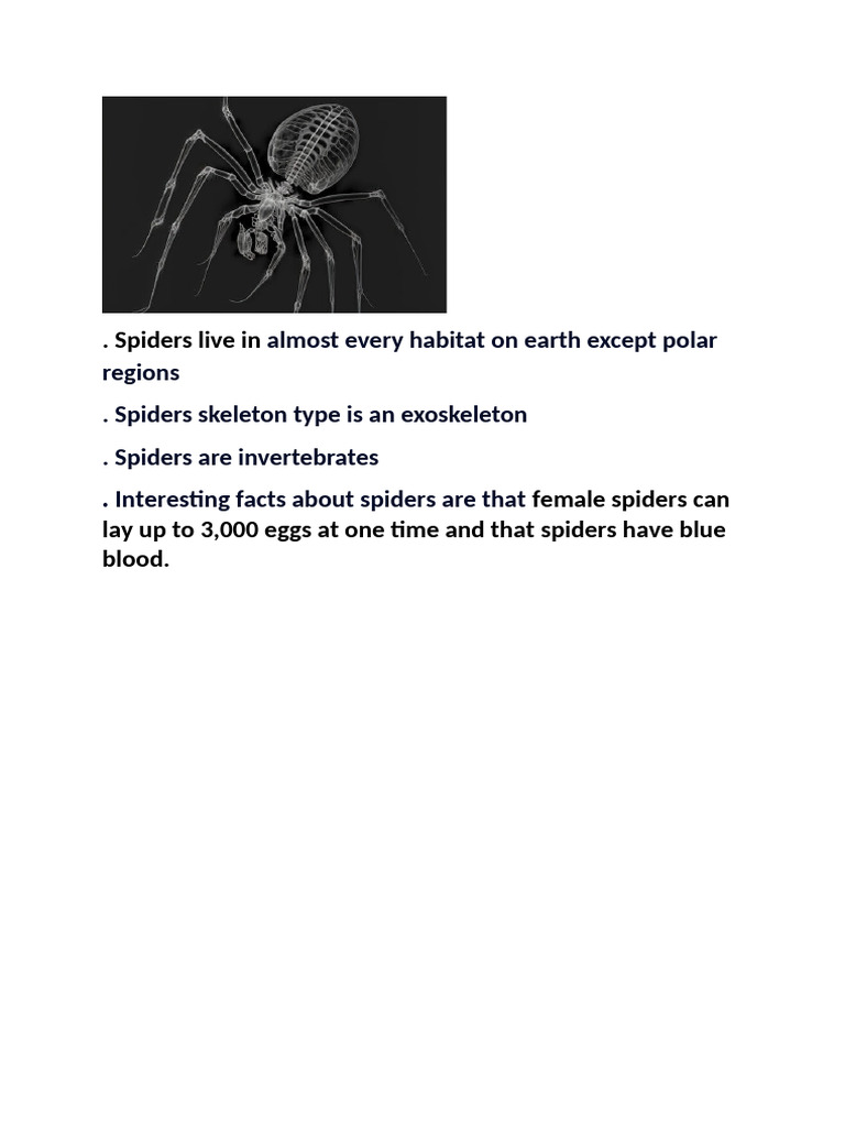 Spiders Live in Almost Every Habitat On Earth Except Polar Regions | PDF