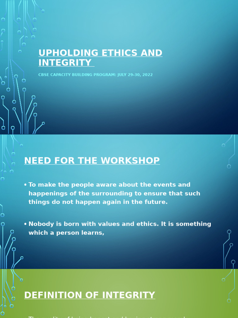 Presentation Integrity 2 | PDF | Integrity | Teachers