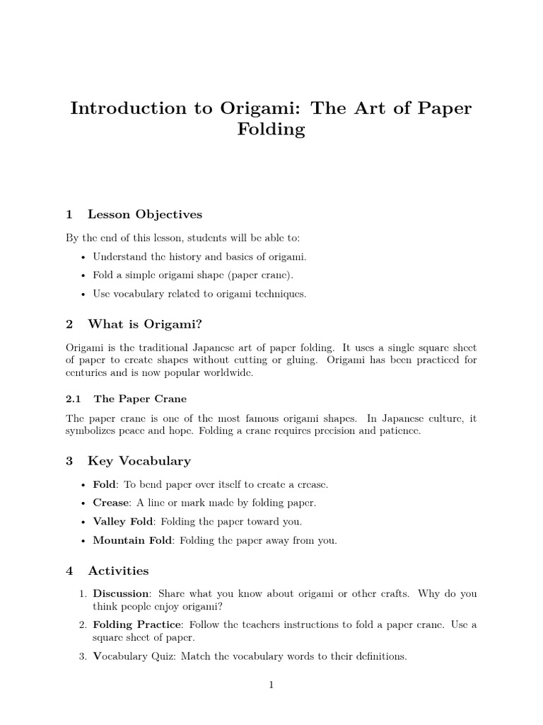 Introduction to Origami- The Art of Paper | PDF