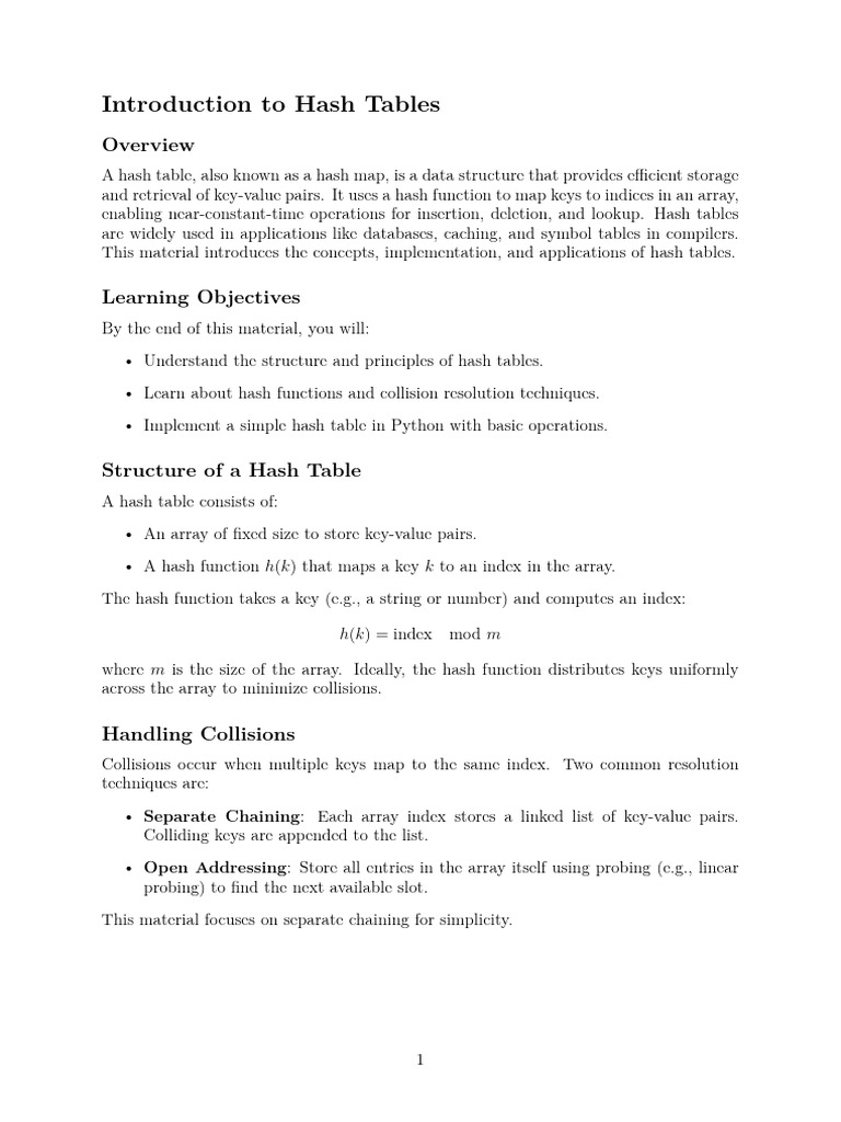 Introduction To Hash Tables: Separate Chaining | PDF | Database Index ...