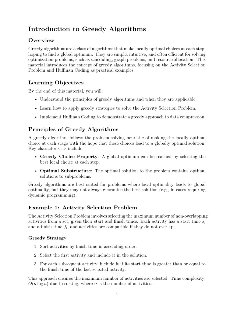 Introduction To Greedy Algorithms | PDF | Mathematical Optimization | Computer Science