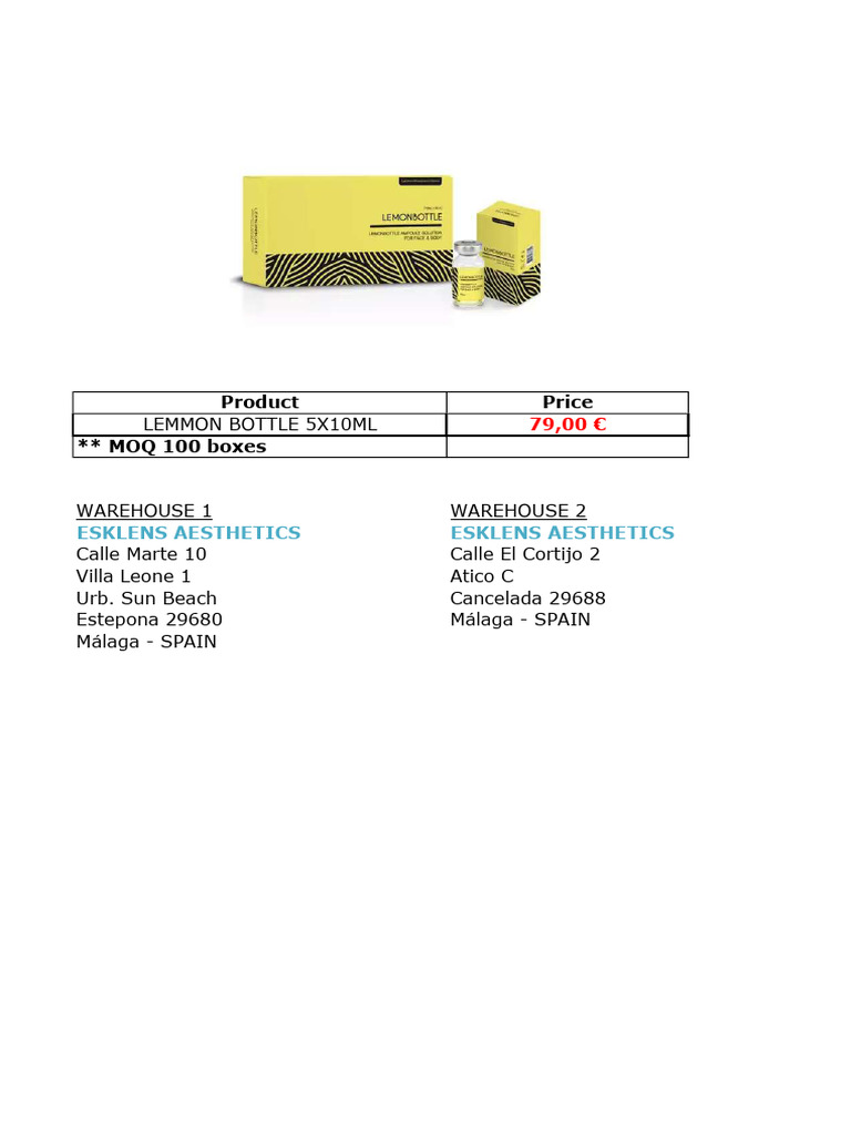 Lemmon Bottle 5x10ml Pricing Details | PDF