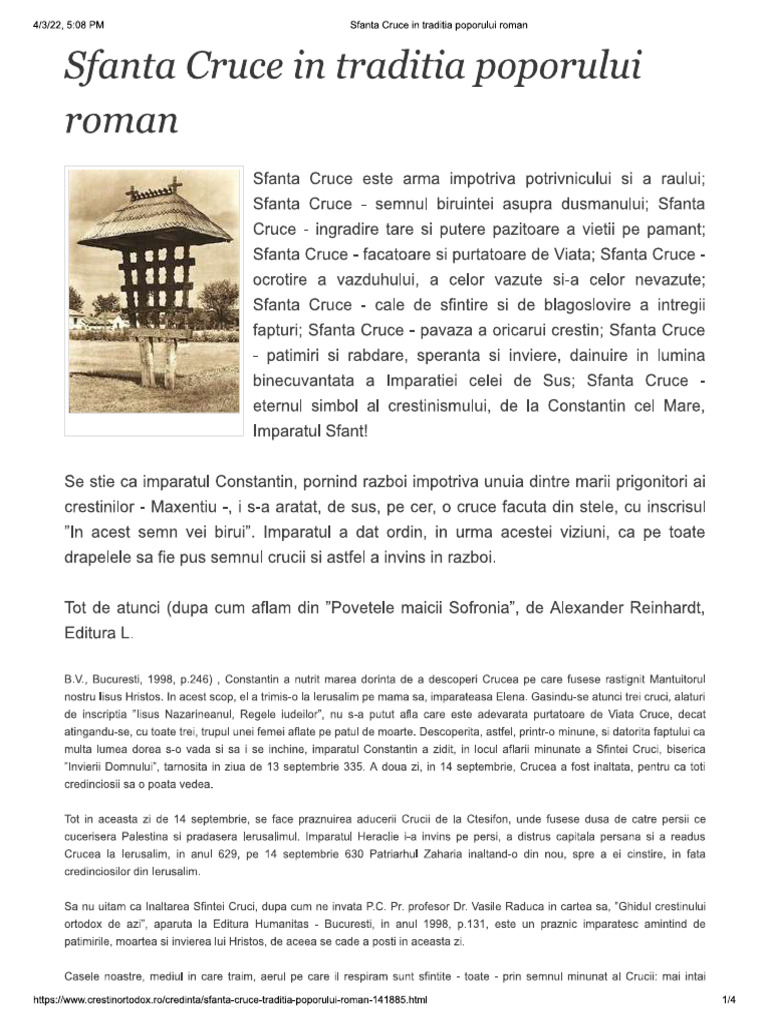 Sfanta Cruce In Traditia Poporului Roman PDF