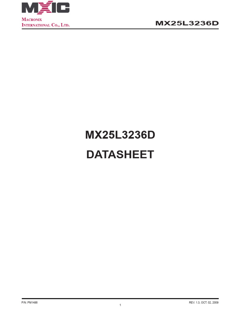 MX25L3236D MacronixInternational | PDF | Input/Output | Flash Memory
