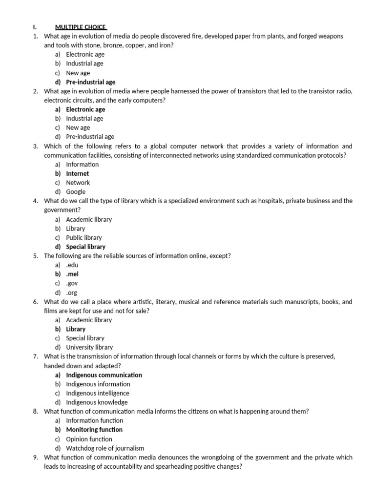 Media Literacy and Communication Quiz | PDF | Information | Libraries