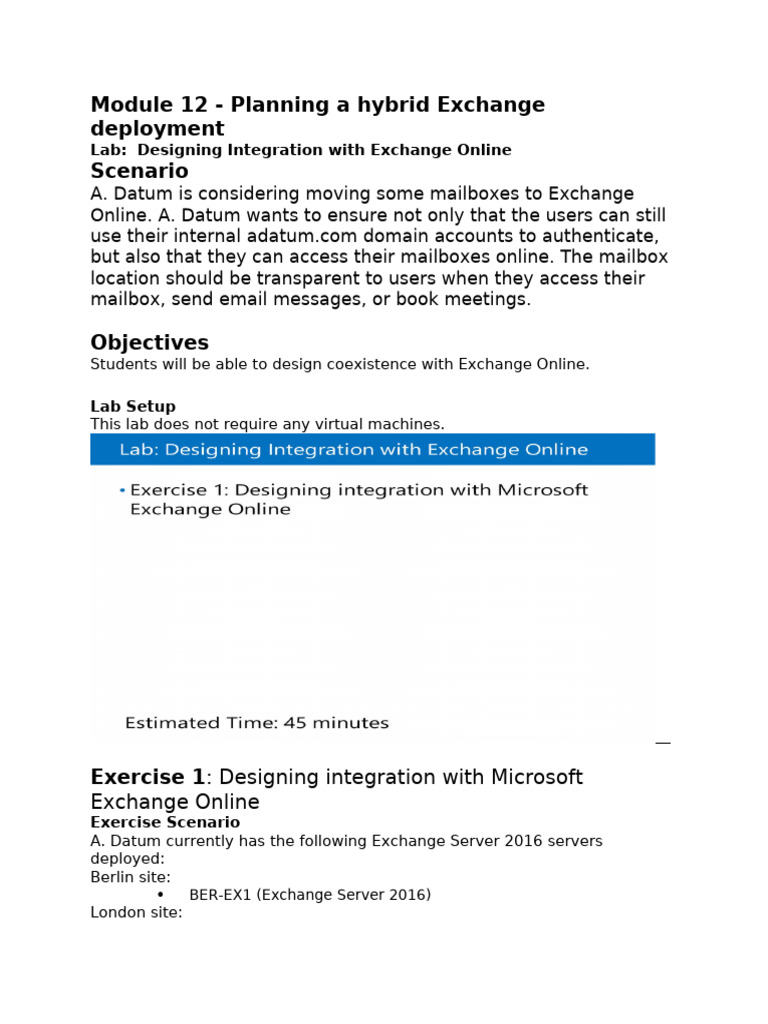 Hybrid Exchange Online Deployment Guide | PDF | Active Directory ...