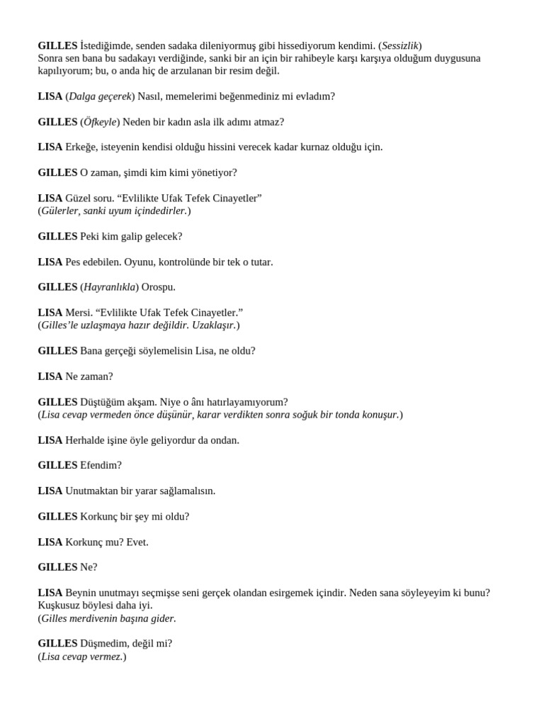 Evlilikte Ufak Tefek Cinayetler | PDF