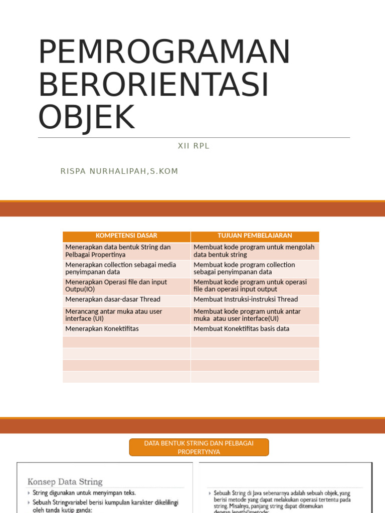 PEMROGRAMAN BERORIENTASI OBJEK. XIIpptx | PDF