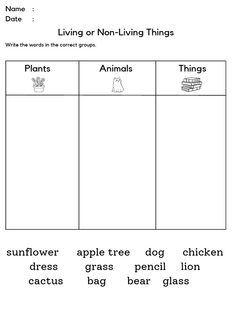 Living or Non Living Things Worksheet Grade 1 To 3 | PDF