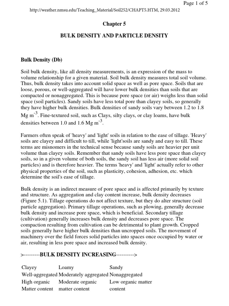 Particle Density and Bulk Density | PDF | Porosity | Soil