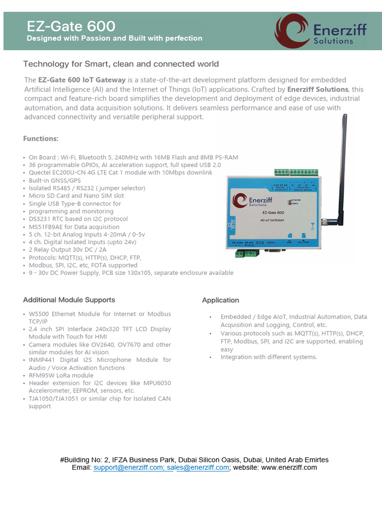 EZ-Gate 600 IoT Gateway Overview | PDF | Internet Of Things | Wi Fi