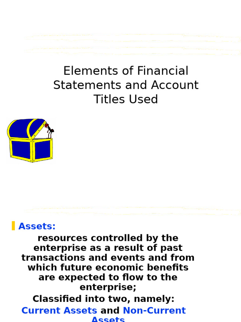 Elements of Financial Statements and Account Titles Used | PDF ...