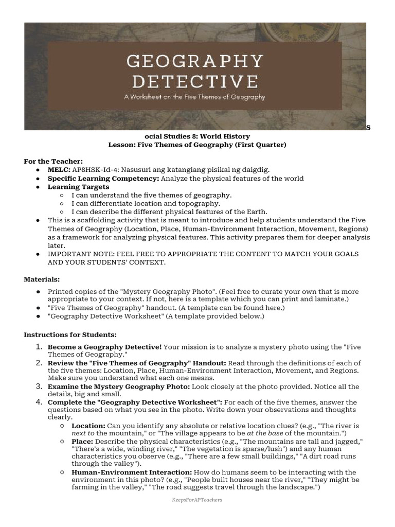 Geography Detective Worksheet - English Version | PDF | Geography ...