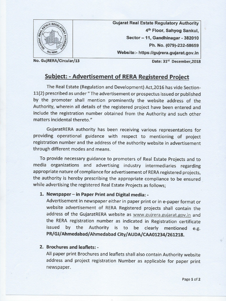 RERA PUBLICITY Mate Regulation | PDF