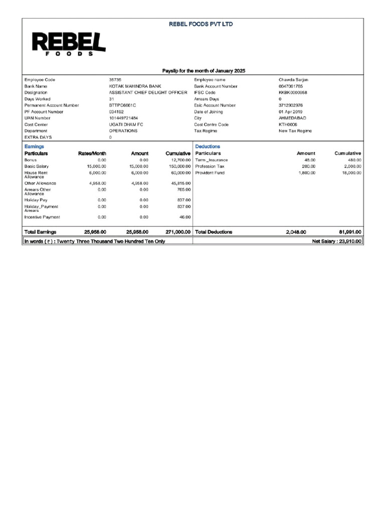 Payslip 2024-2025-1-35735 Rebel | PDF