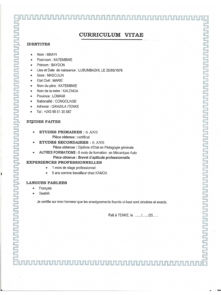 MBAYI Katembwe | PDF
