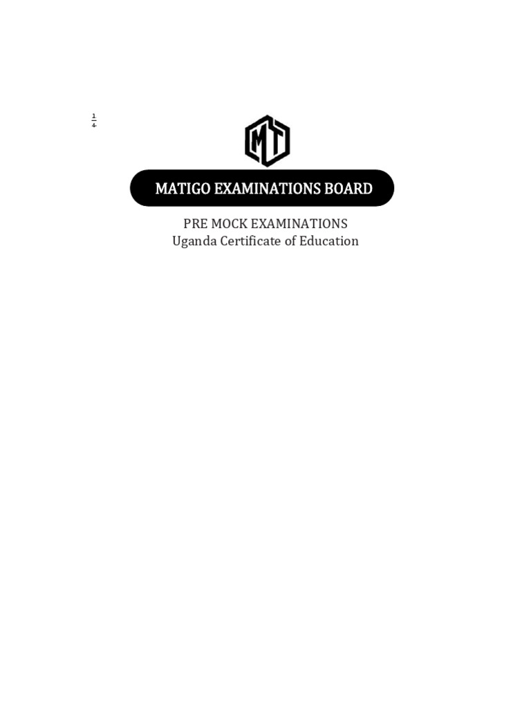 Matigo Pre Mock MTC Pp1 2025 Final | PDF | Sales | Prices