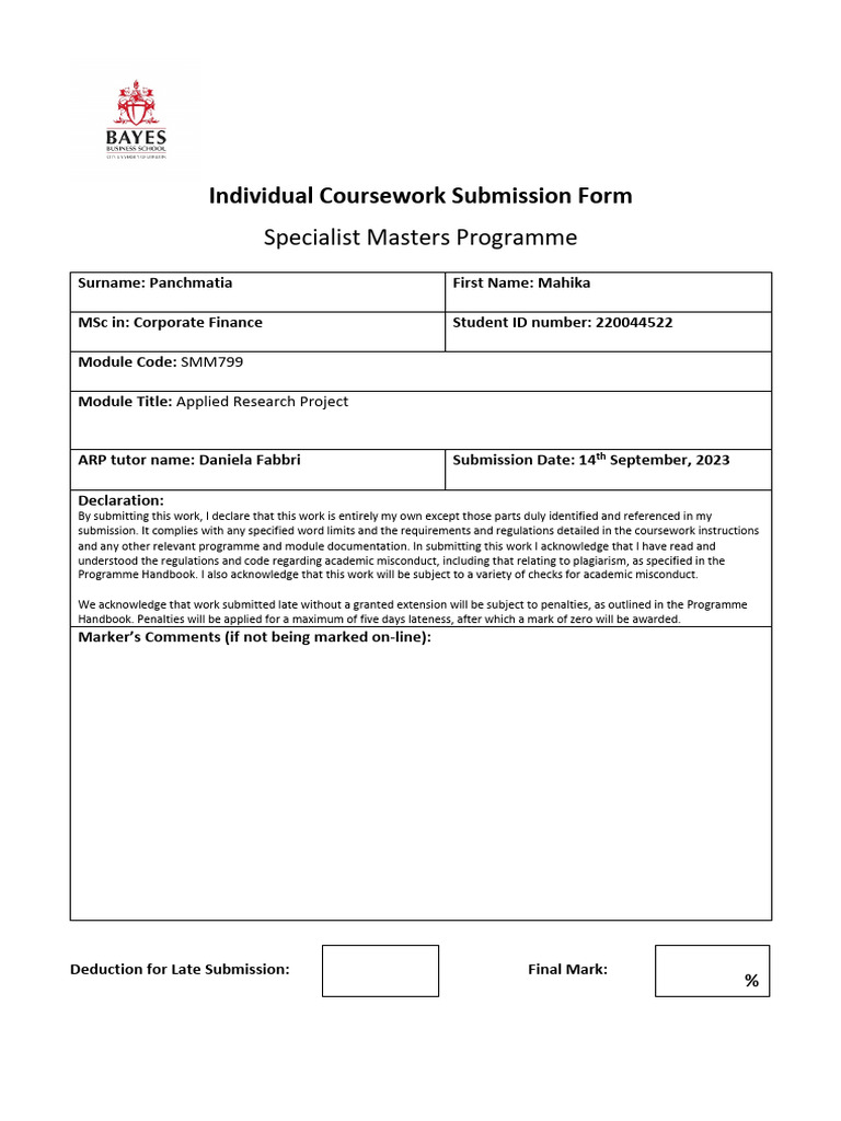 ARP Submission Form | PDF