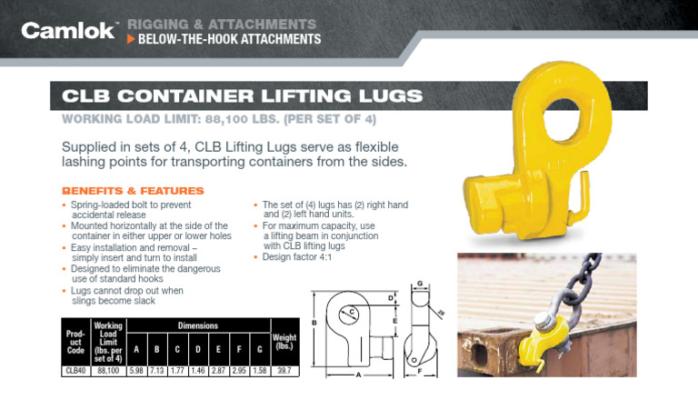 CLB Container Lifting Lugs Overview | PDF