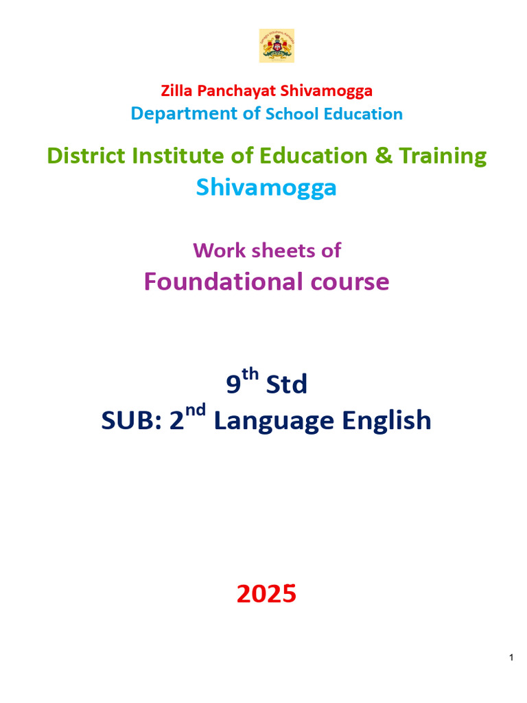 9th Std English Foundational Course | PDF | Part Of Speech | Reading ...