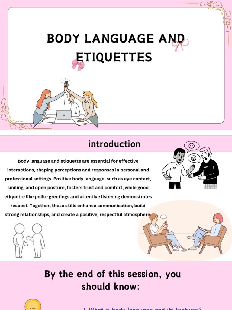 Body Language and Etiquette Guide | PDF | Body Language | Nonverbal ...