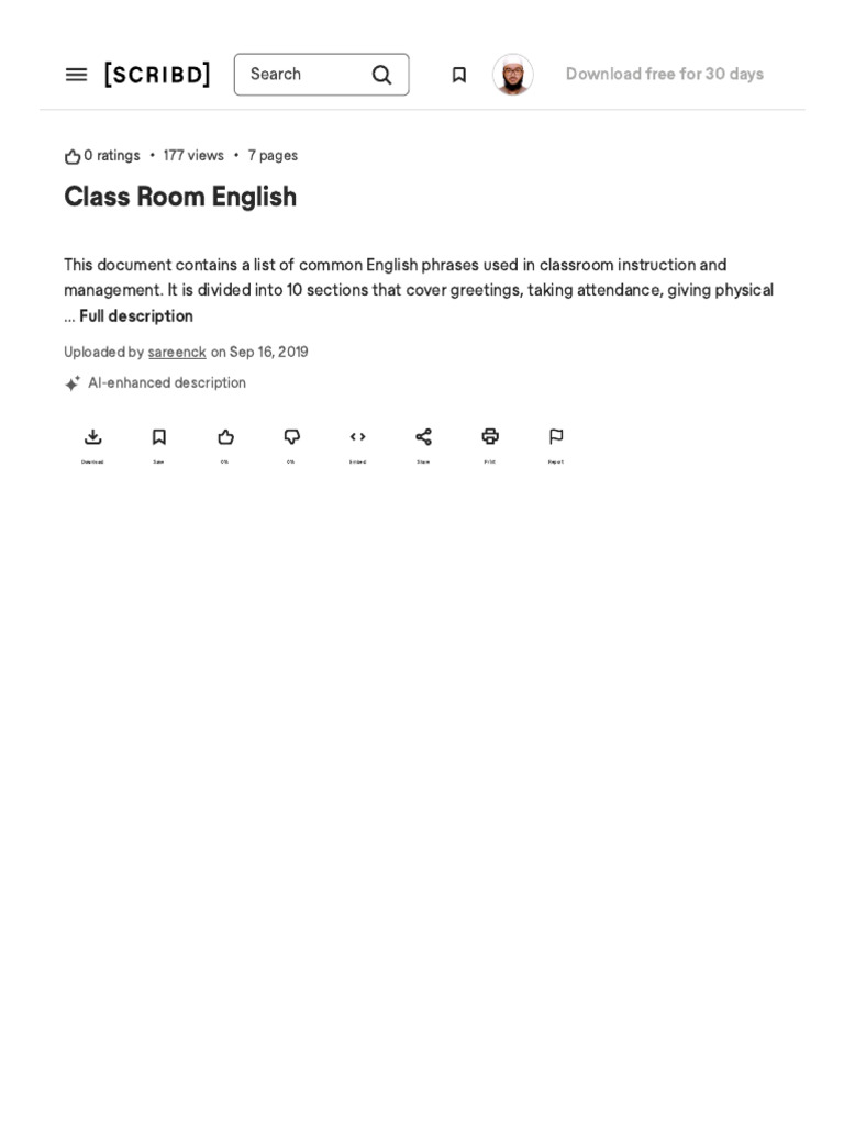 Common Classroom English Phrases | PDF | Scribd