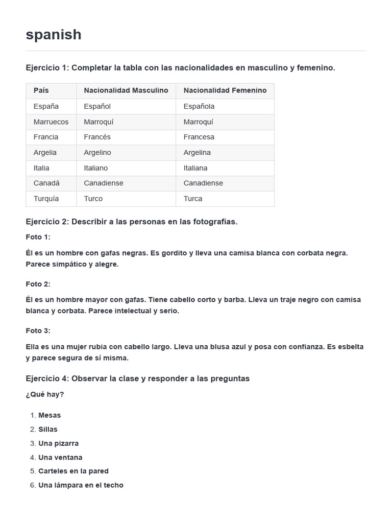 Spanish Exam Correction, A Sample | PDF
