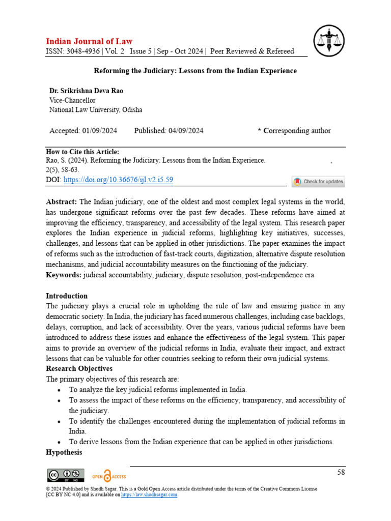Indian Judicial Reforms: Key Lessons | PDF | Alternative Dispute ...