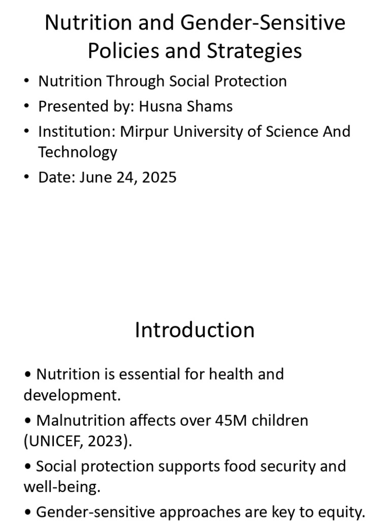 Gender-Sensitive Nutrition Policies | PDF | Food Security | Economies