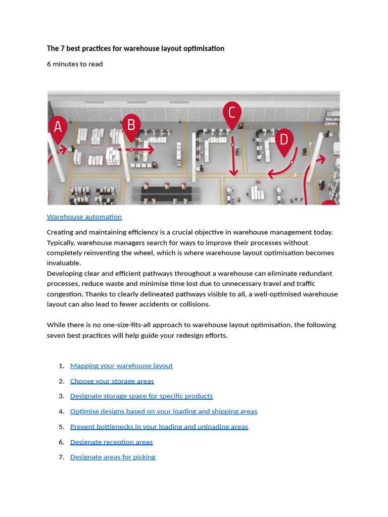 The 7 Best Practices For Warehouse Layout Optimisation | PDF | Warehouse