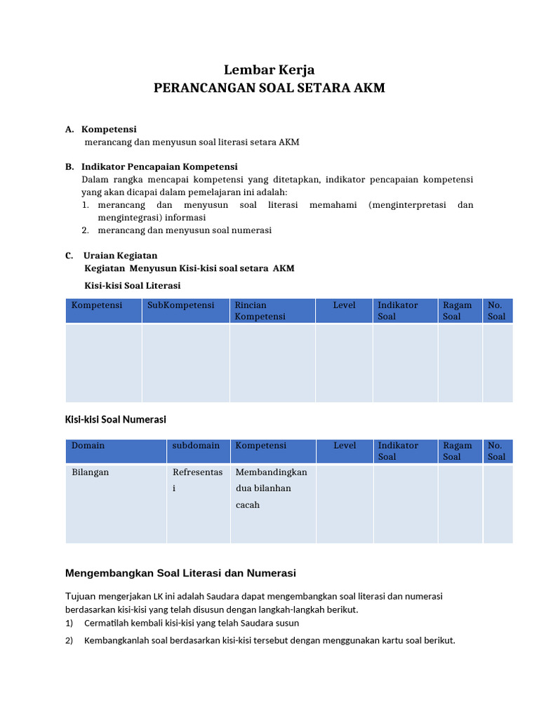 Lembar Kerja AKM | PDF