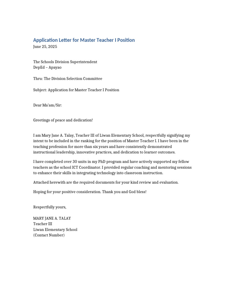 Application Letter and ICT Narrative Mary Jane Talay | PDF
