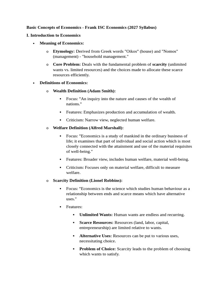 Basic Concepts of Economics | PDF | Economics | Economic System