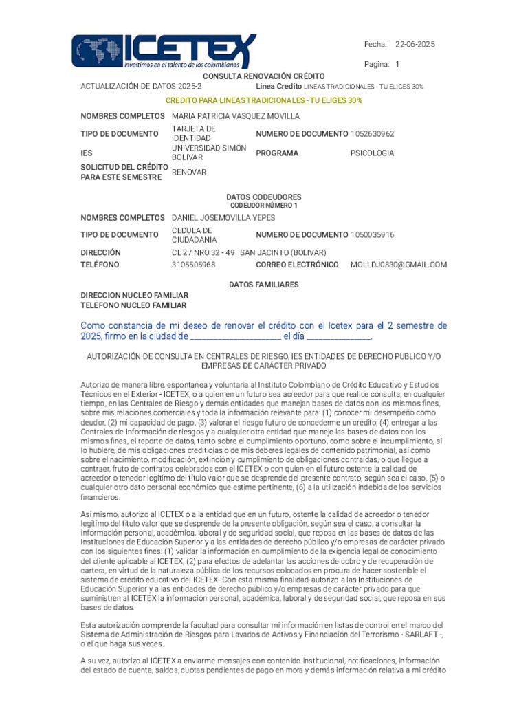 Renovar - ICETEX-1 | PDF | Crédito | Finanzas y dinero