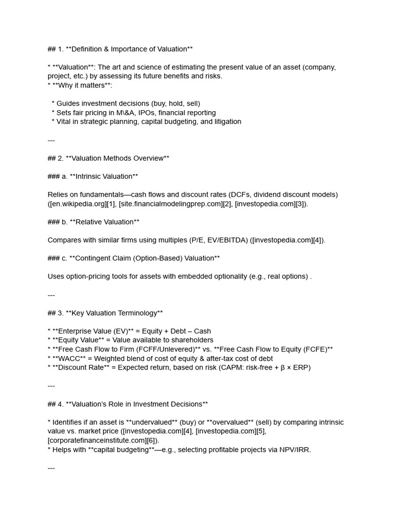 Valuation Methods and Investment Insights | PDF | Discounted Cash Flow ...
