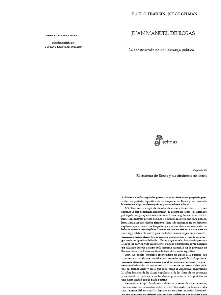Fradkin y Gelman - Rosas Cap 10 | PDF | Buenos Aires | Nación
