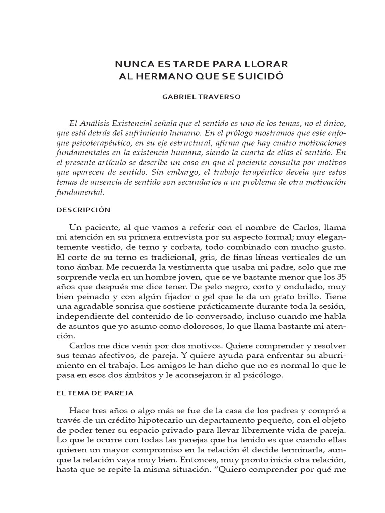Nunca Es Tarde para Llorar Al Hermano Qu | PDF