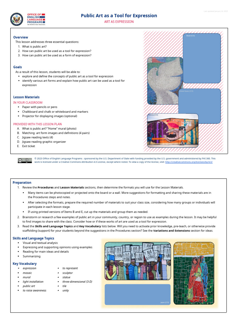 Public Art As A Tool For Expression Lesson Plan 1 DoS | PDF | Mural ...