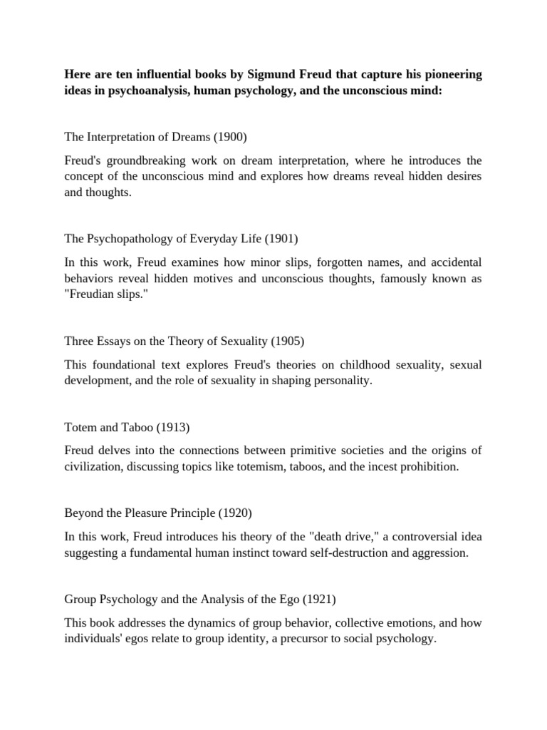 Sigmund Frued Books | PDF