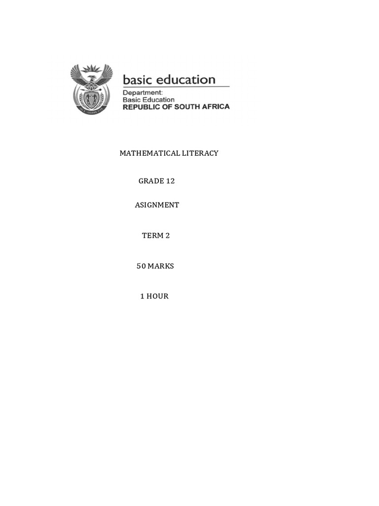 Maths Lit Grade 12 t2 Ass | PDF | Body Mass Index | Volume