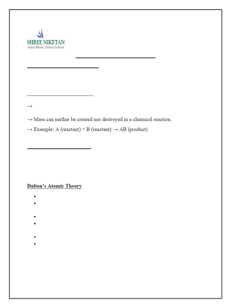 Class 9 Science Ch-3 Notes (2024-25) | PDF | Chemical Compounds | Ion