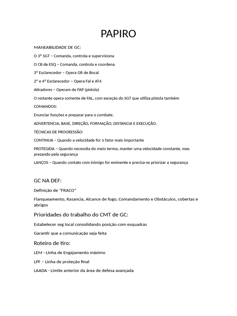 Estratégias de Combate e Observação | PDF