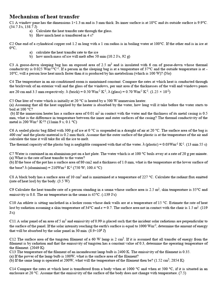 C Mechanisms of Heat Transfer - Tutorial Problems - 250606 - 090914 ...