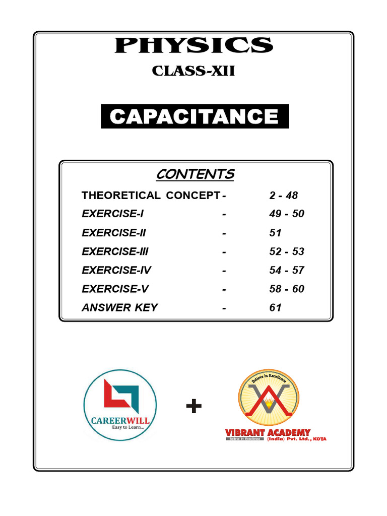 Sheet - 01 - Capacitance | PDF | Capacitance | Capacitor