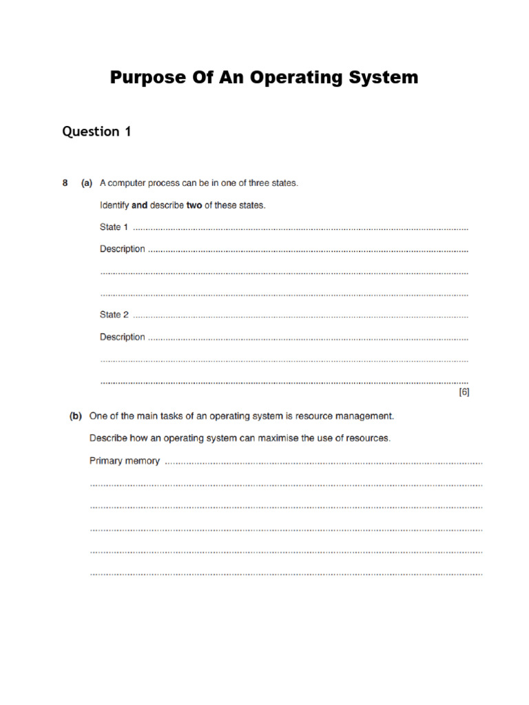 A level computer science | Purpose Of An Operating System | PDF