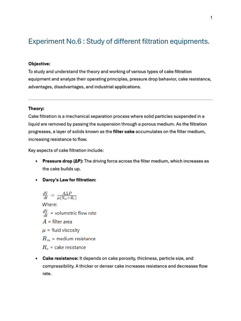 Cake Filtration Equipment Overview | PDF | Filtration | Industrial ...