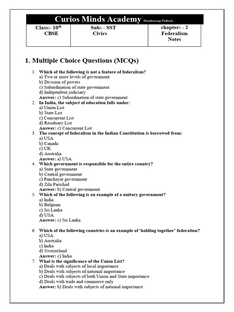 Cbse Class 10 Civics Ch-2 Notes | PDF | Government | Political Charters