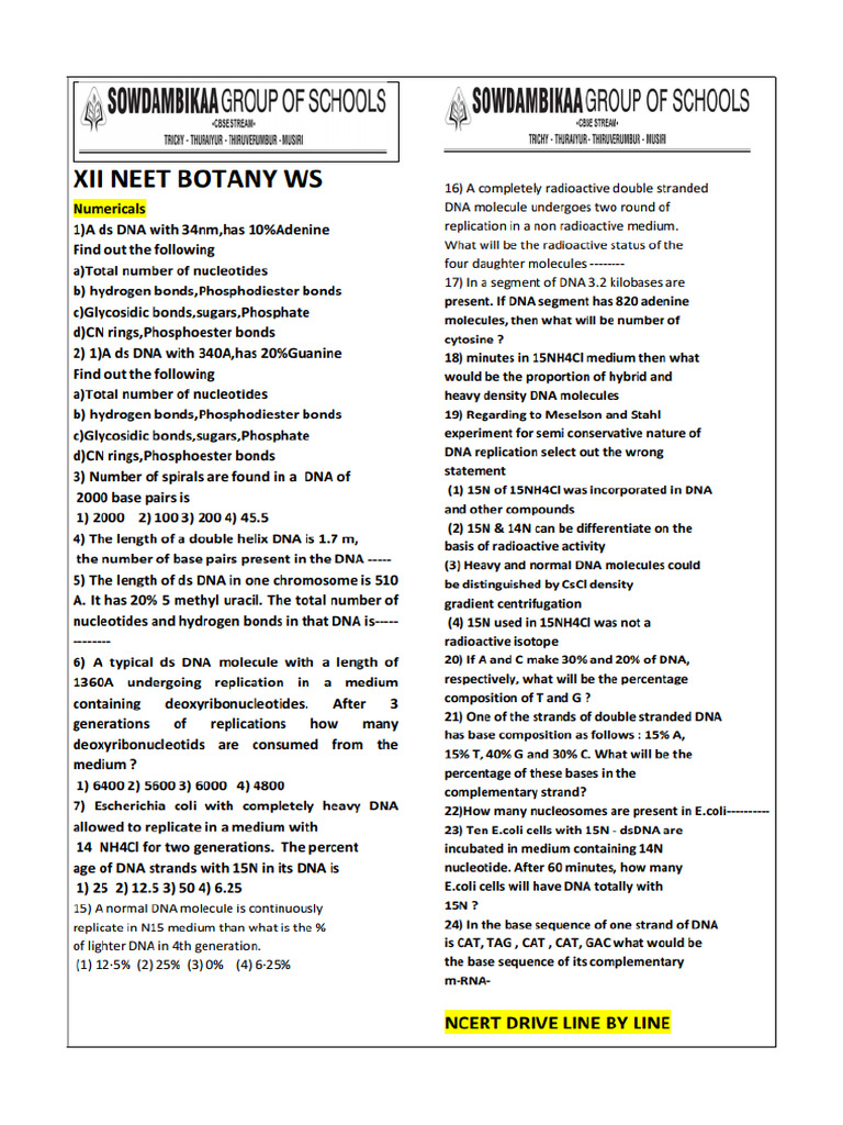 XLL Neet MCT Bot Work Sheet | PDF
