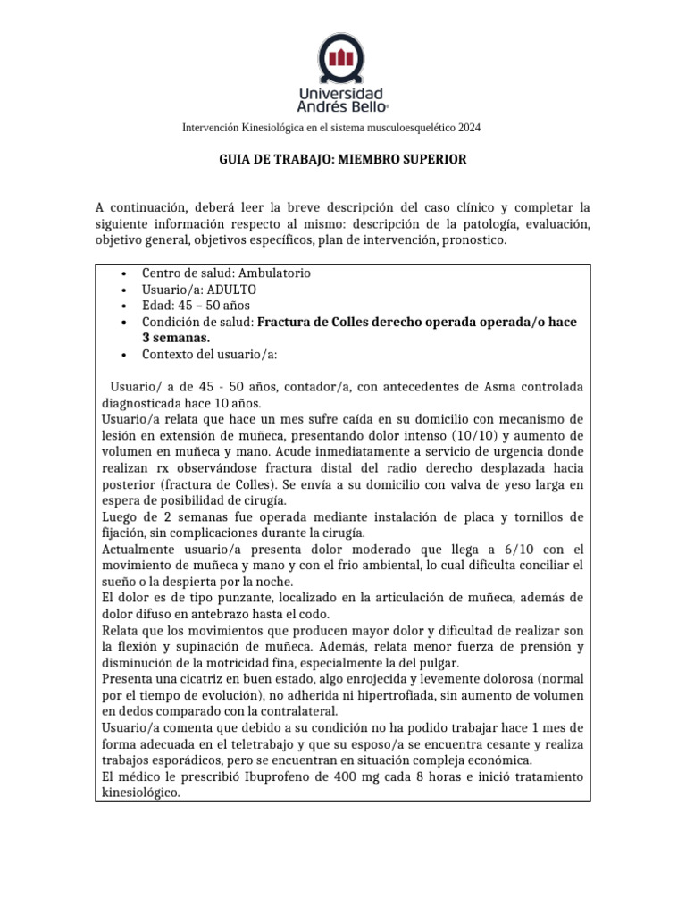 Guia EESS - FX COLLES | PDF | Medicina CLINICA | Enfermedades y trastornos